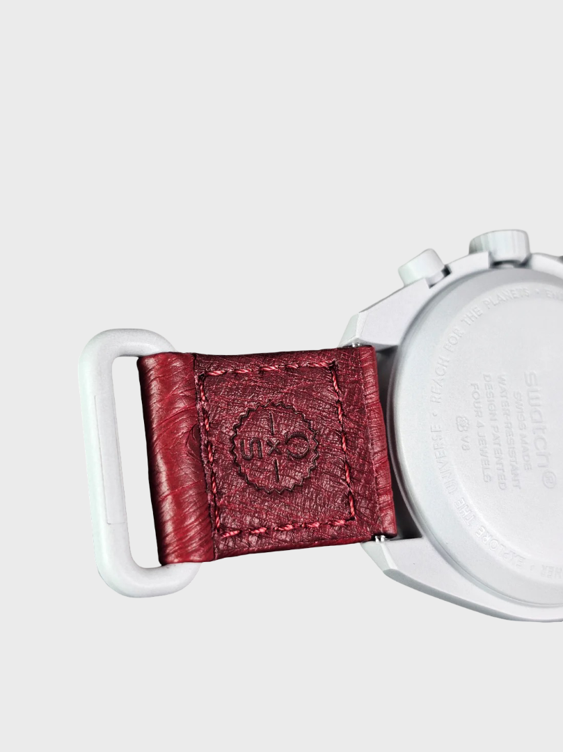 Swatch x Omega Bioceramic Moonswatch Mission to Pluto Ostrich Skin str ...