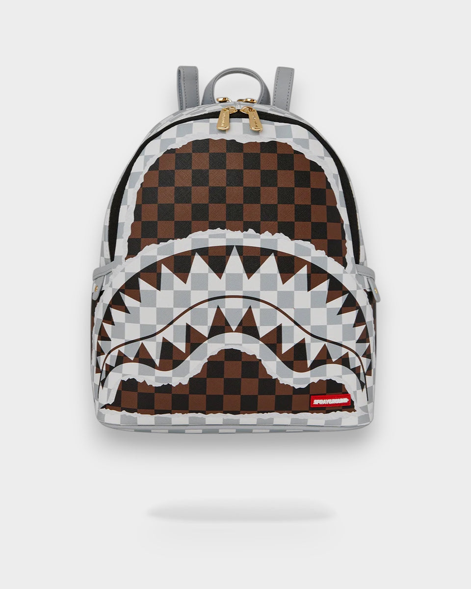 Sprayground Cream & Brown Tear Check Savage Backpack – 3KICKS